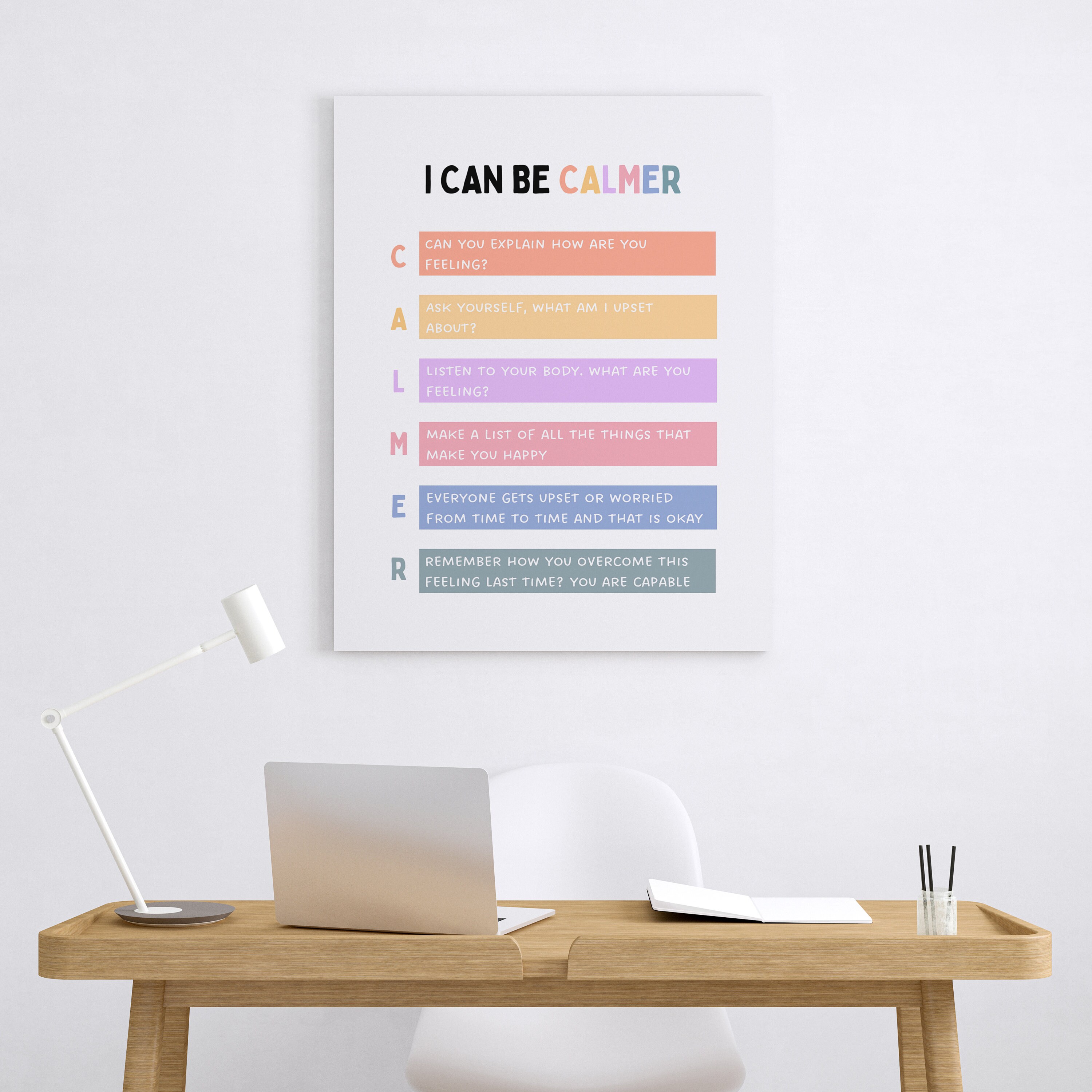 Calming Corner Classroom Boho Calm Down Printable Decor Wall Art Social ...