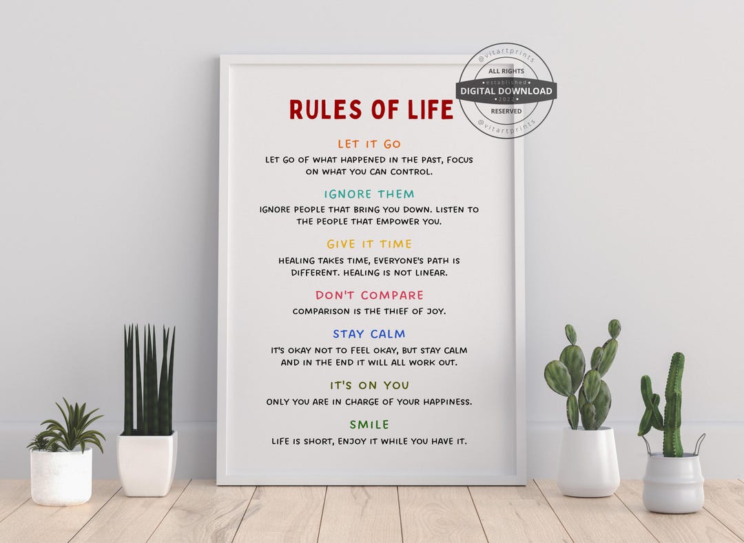 Rules of Life | Therapy Office Decor School Counselor CBT DBT Therapy ...