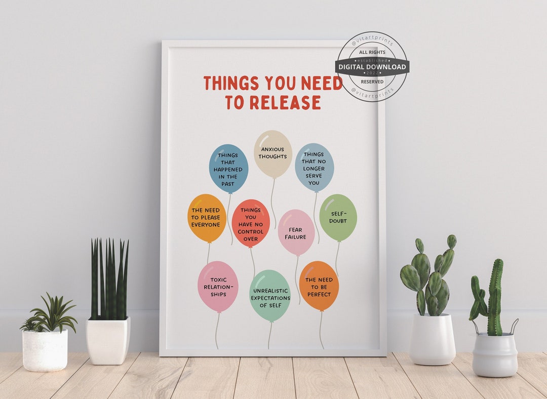 Mental Health Poster: Things to Release - Therapy Office Decor (digital ...