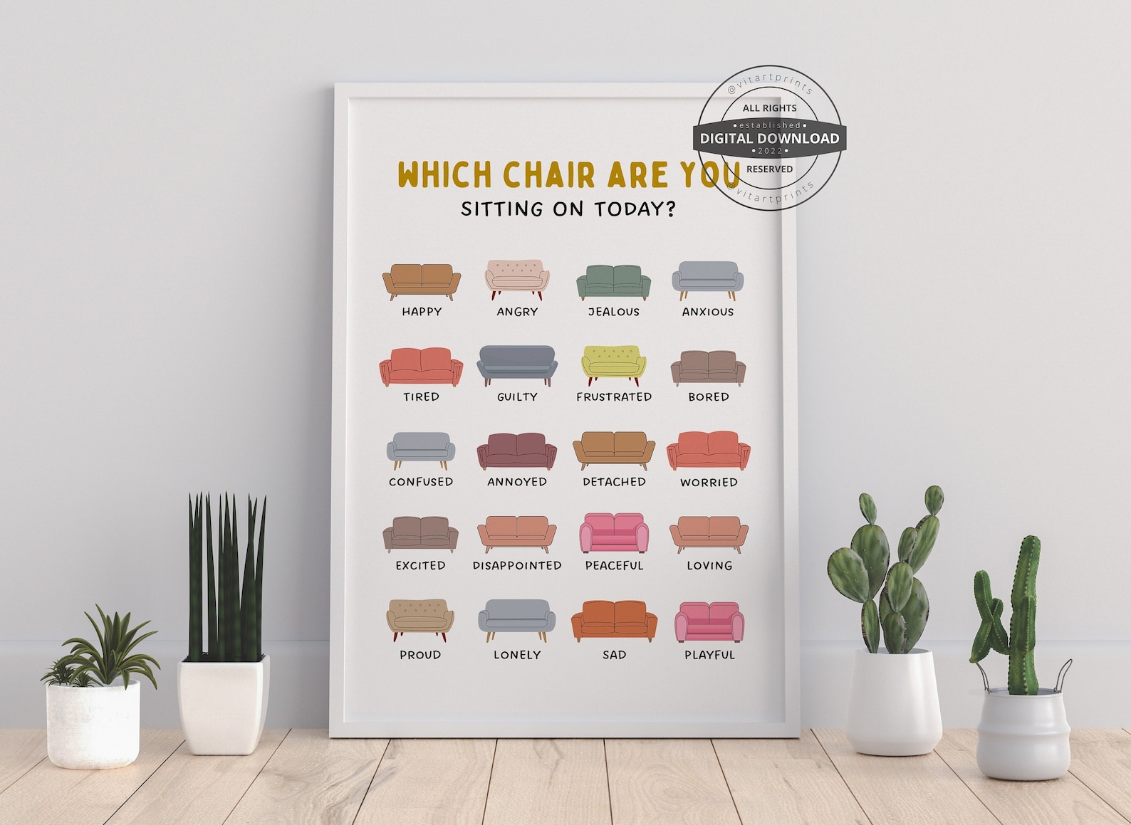 Emotions Prints | Digital Poster, School Counsellor Posters ...