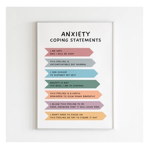 Anxiety Coping Statement | Therapy Office Decor School Counselor CBT ...