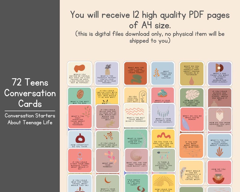 Conversation Starter Cards Deck Therapy Tools Mindfulness Cards ...