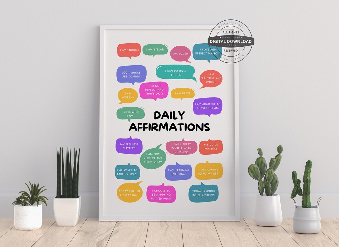 Daily Affirmations | Therapy Office Decor School Counselor CBT DBT ...