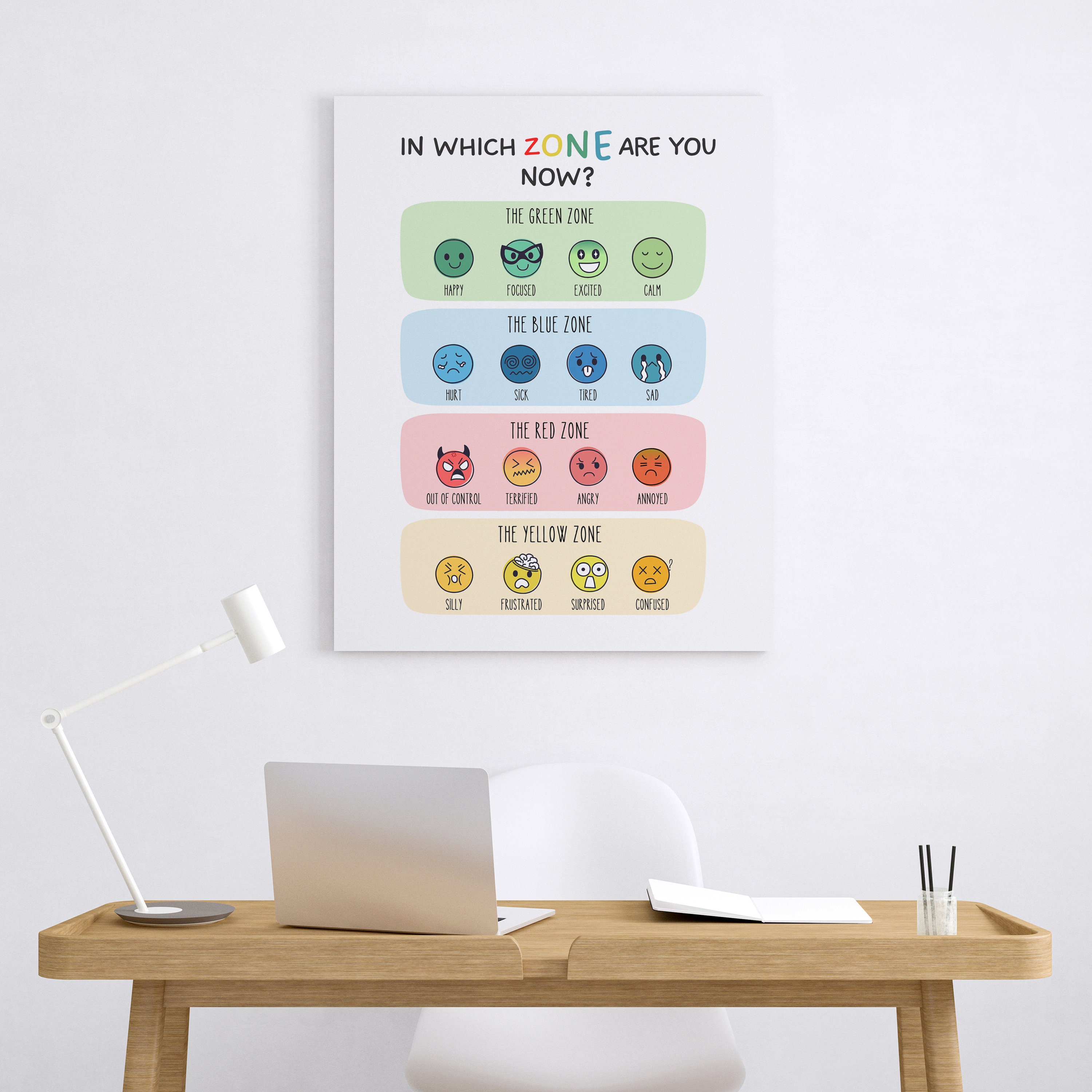 Zone of Regulations Feelings Poster Emotions Chart School Counselor ...