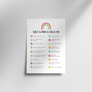 Daily Check-in Poster Self-care Daily Checklist Challenging Negative ...