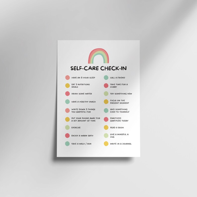 Daily Check-in Poster Self-care Daily Checklist Challenging - Etsy