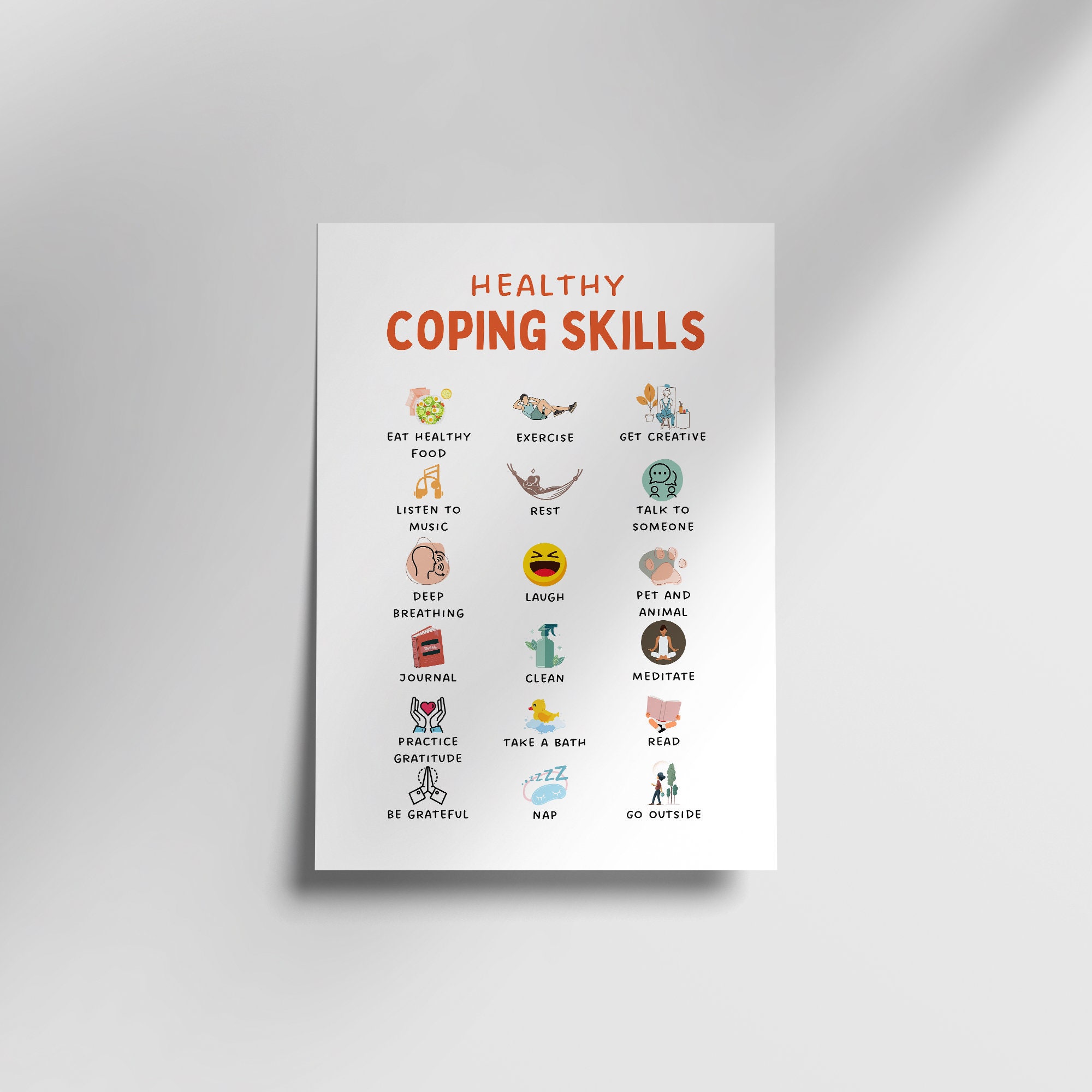 Coping Skills Flashcards Anxiety Relief Therapy Worksheet - Etsy