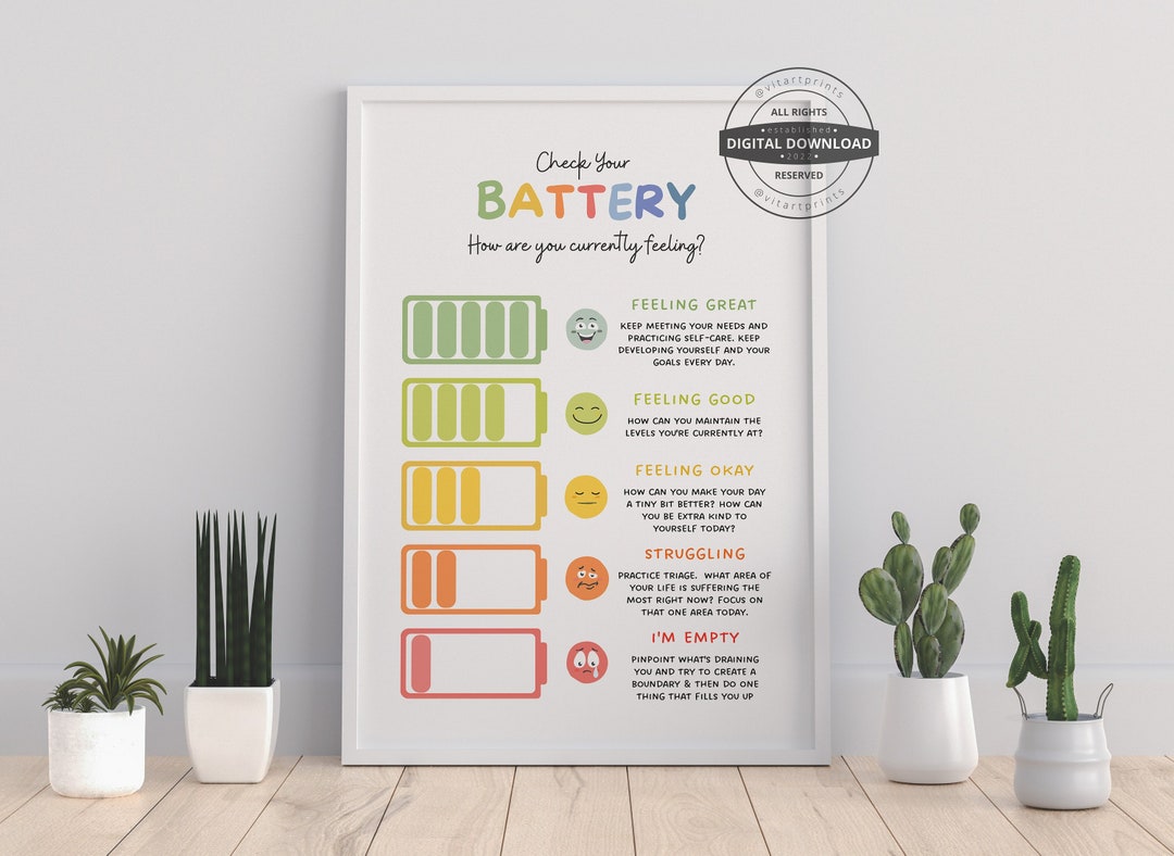 Check Your Battery | Therapy Office Decor School Counselor CBT DBT ...