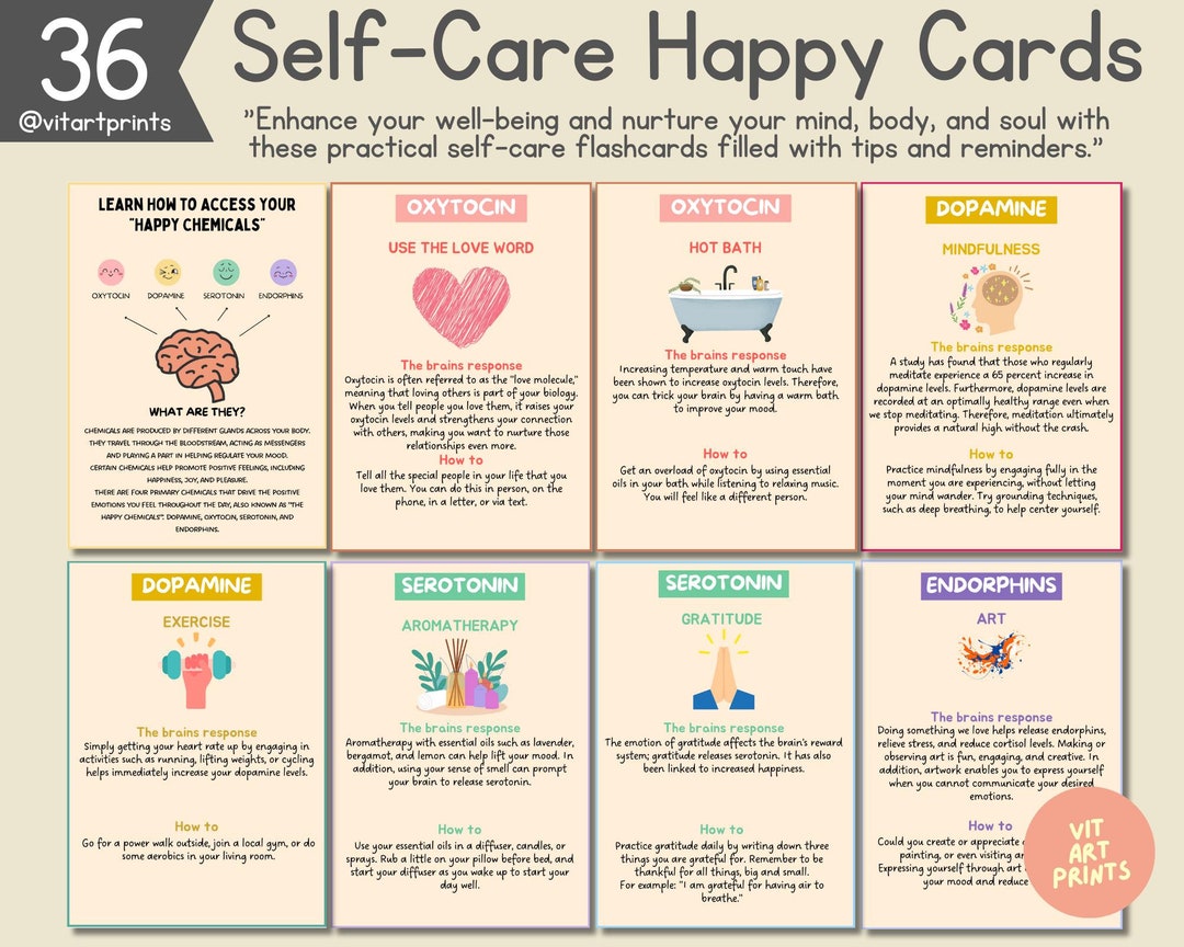 Self-care Flash Cards, Self Love, Therapy Office Decor, Therapy Office ...