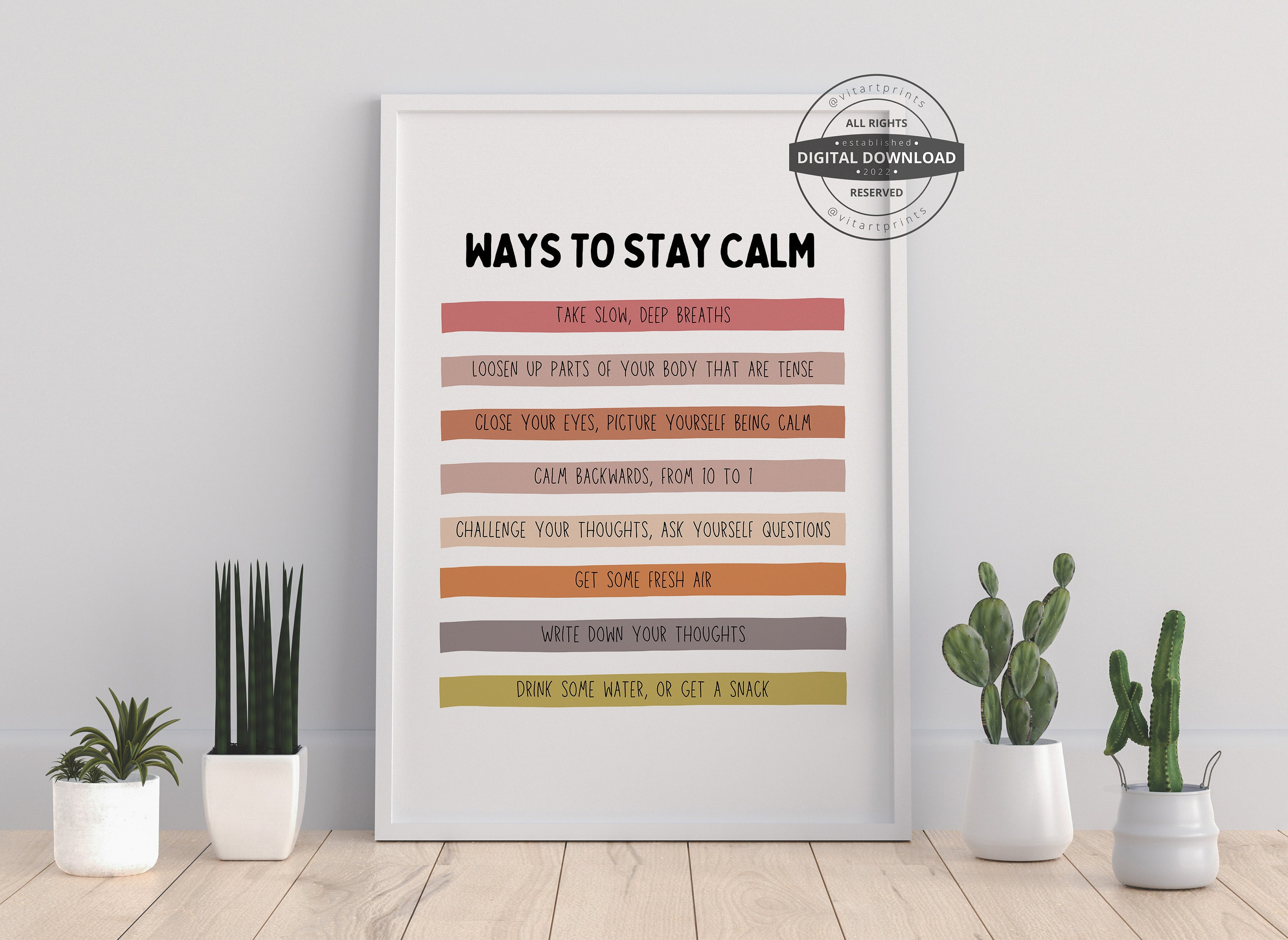 Way to Stay Calm Therapy Office Decor, Calming Technique, School ...