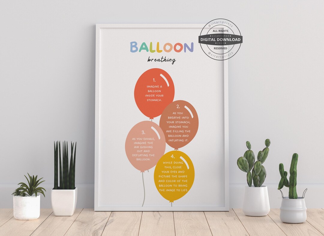Balloon Breathing, Calming Corner, Mindfulness Poster, Breathing ...