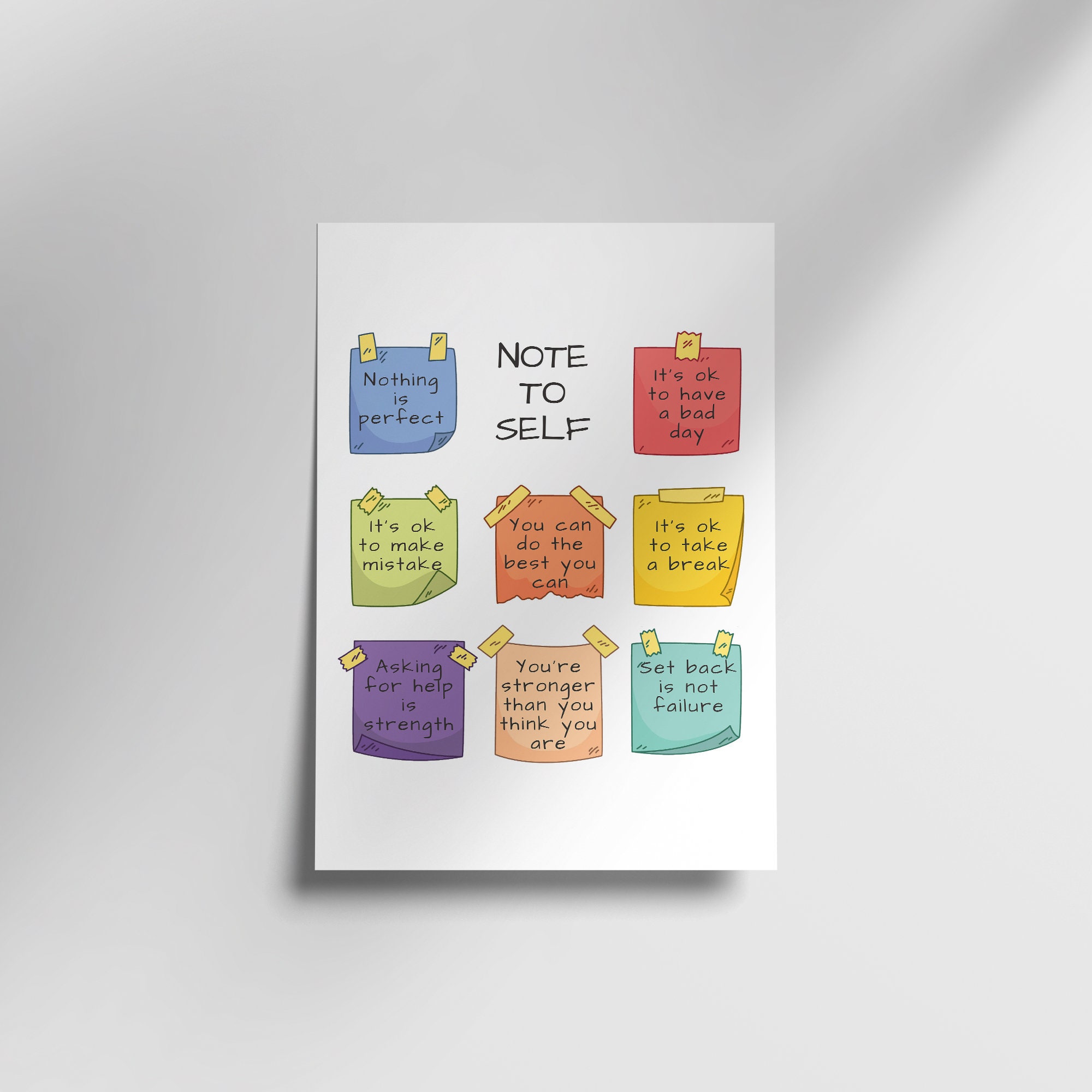 Note to Self Office Decor Mental Health Well Being Print - Etsy