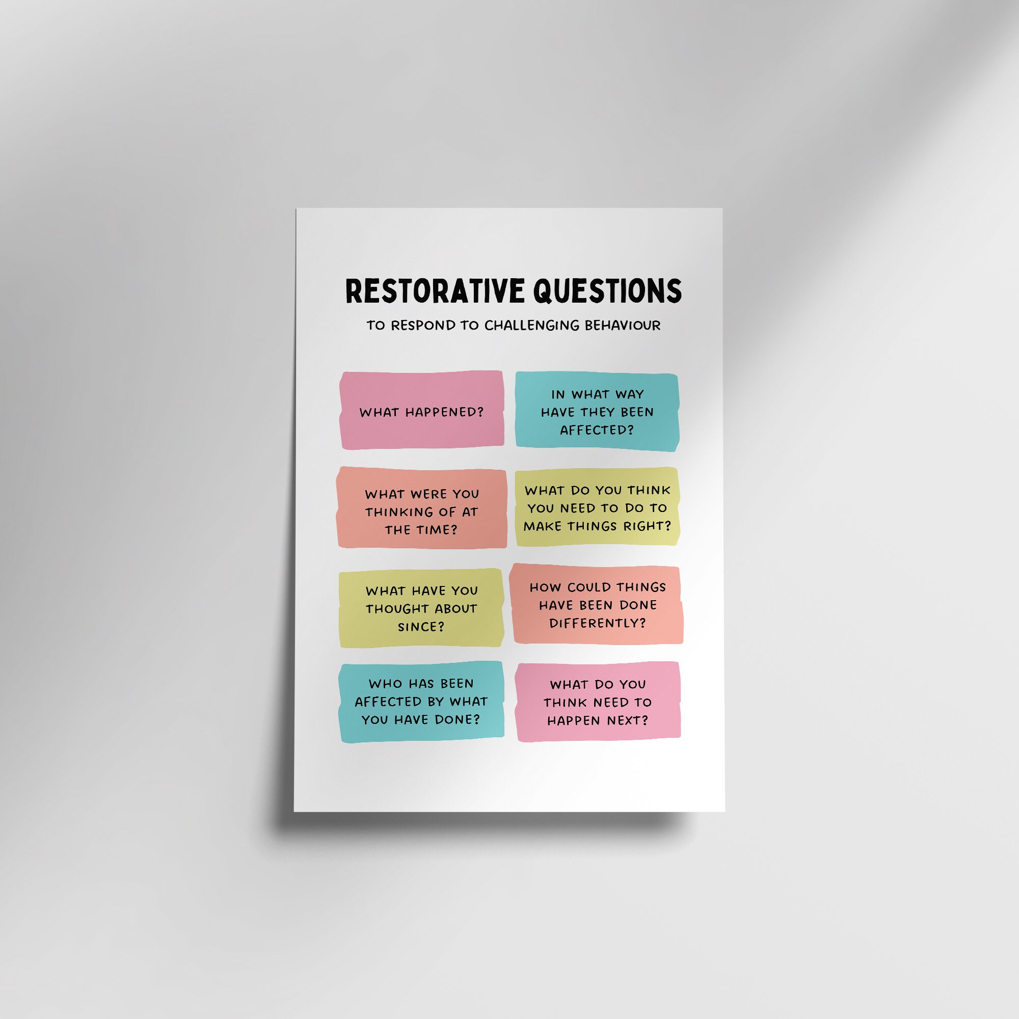 Restorative Questions | Office Decor Therapy Office School Counselor ...