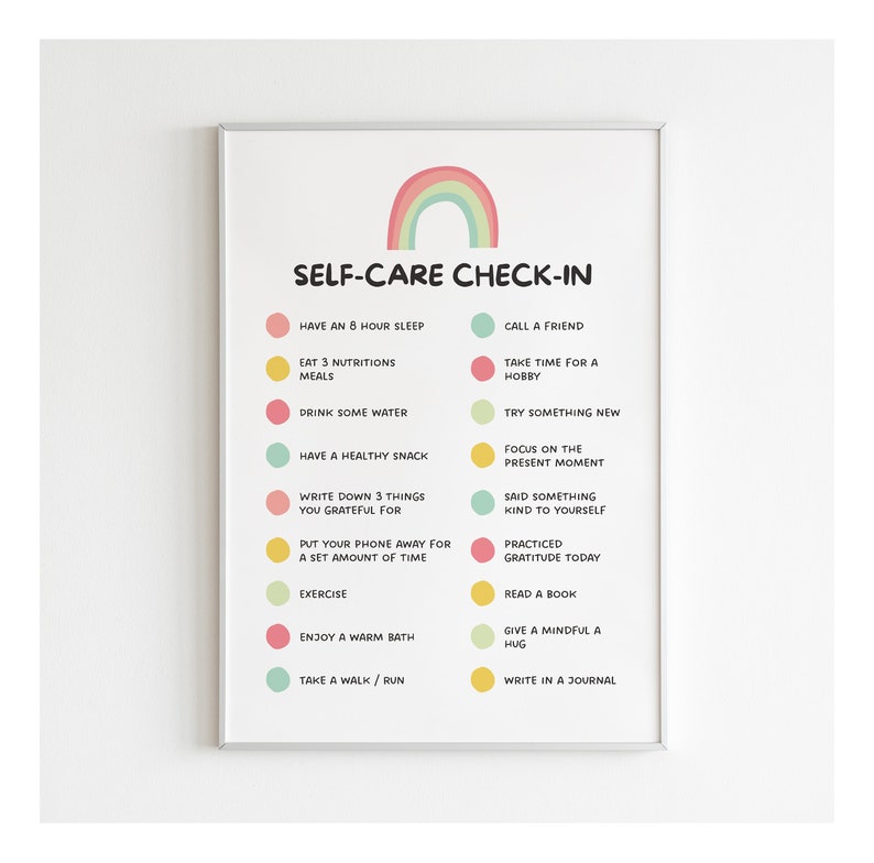 Daily Check-in Poster Self-care Daily Checklist Challenging - Etsy