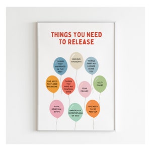 Mental Health Poster: Things to Release - Therapy Office Decor (digital ...