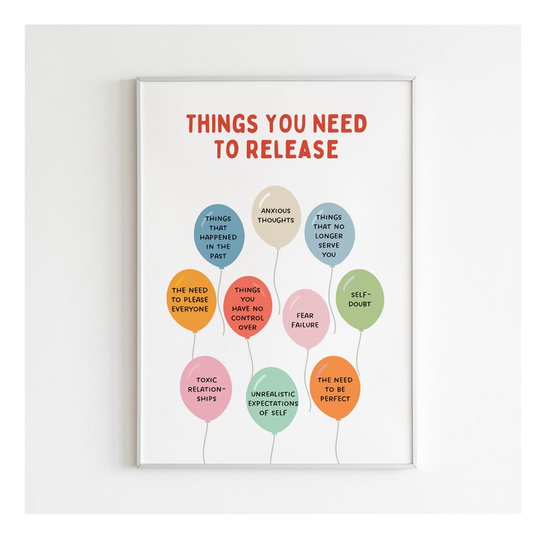 Mental Health Poster: Things to Release - Therapy Office Decor (digital ...