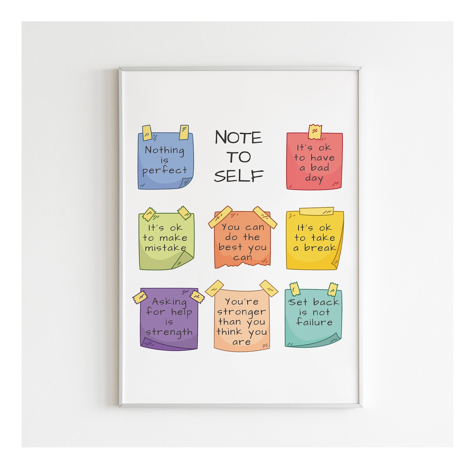Note to Self Office Decor Mental Health Well Being Print - Etsy