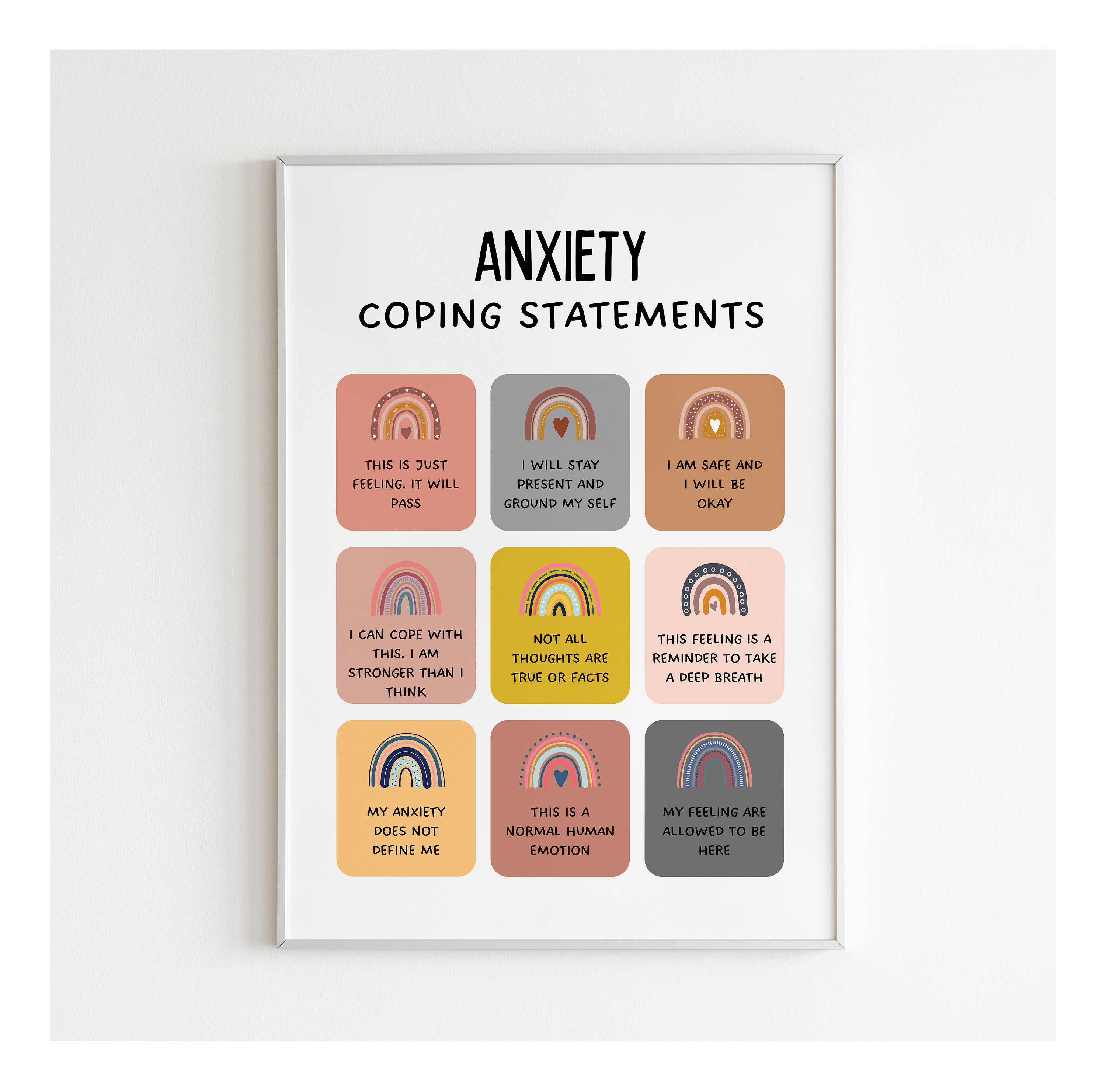 Anxiety Coping Statement Therapy Office Decor School Counsellor CBT DBT ...