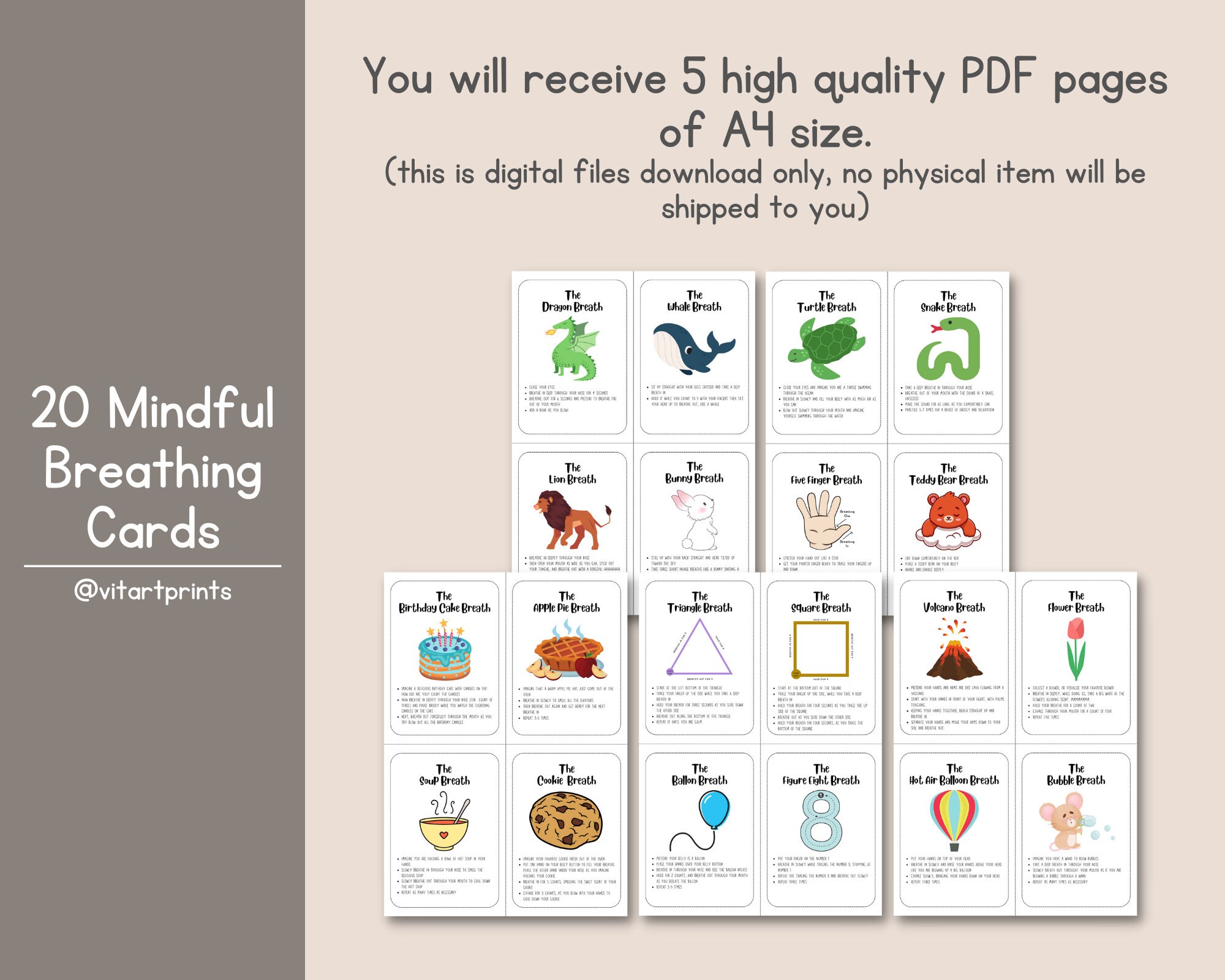 Breathing Cards for Kids Printable Posters Counselor Decor - Etsy Australia