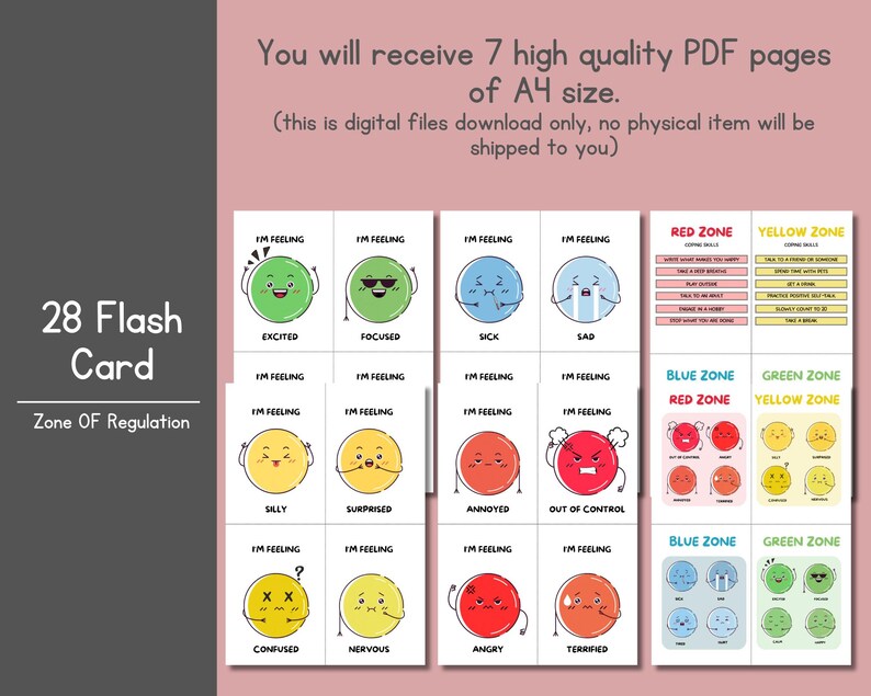 Zones of Regulation Flashcards | Printable SEL Tool to Teach Kids ...