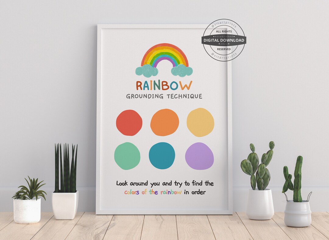 Grounding Technique Rainbow Emotions Educational Posters Social ...