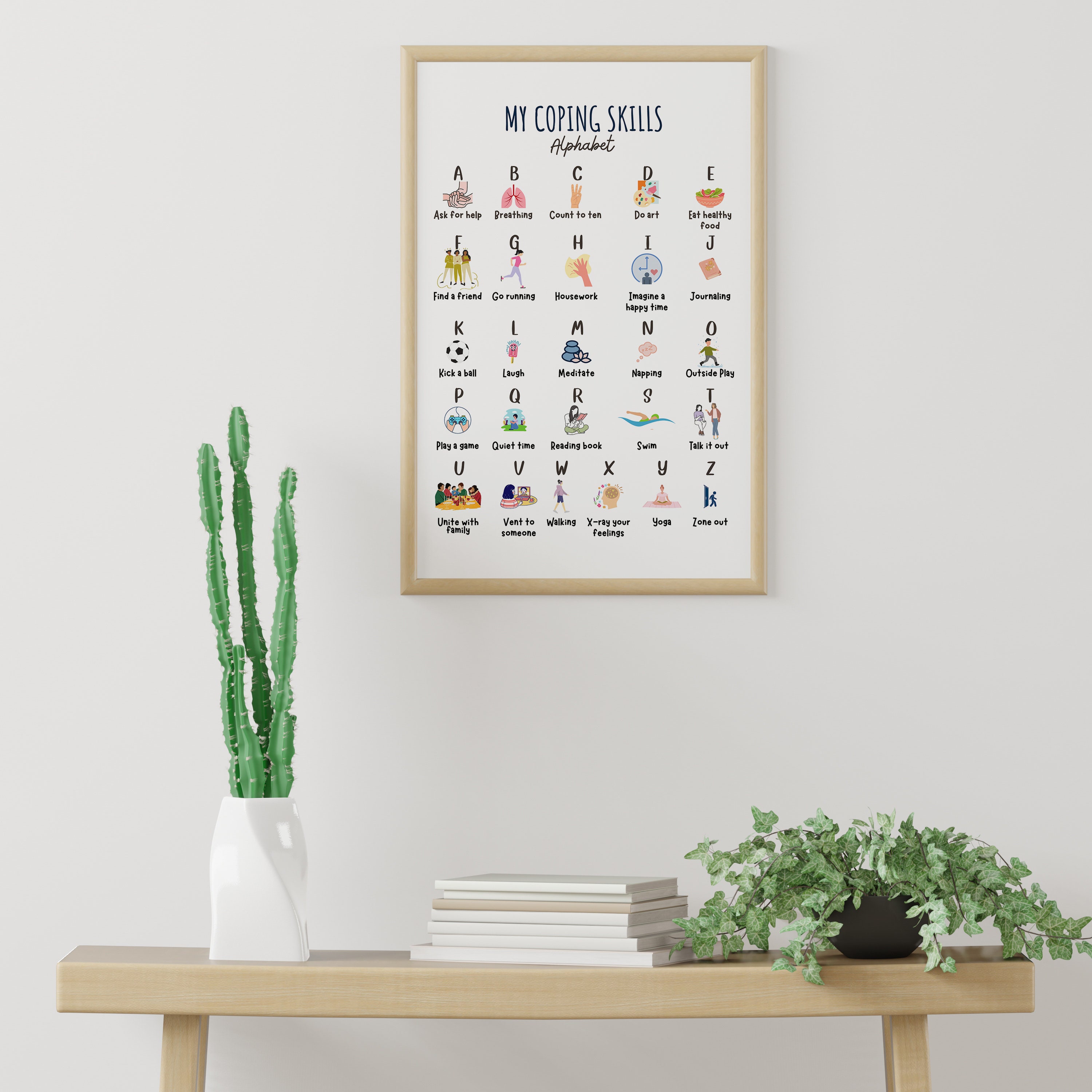 Alphabet Coping Skill | Therapy Office Decor, Mental Health, School ...
