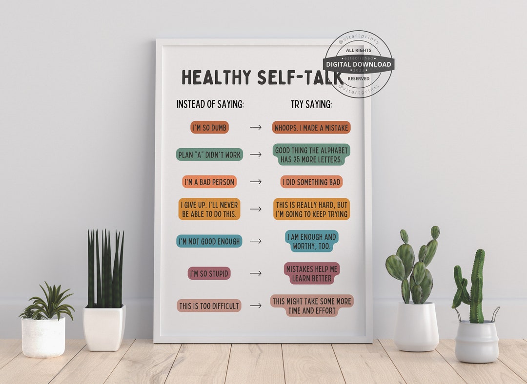 Healthy Self Talk | Mental Health, Office Decor, Therapy Office Decor ...