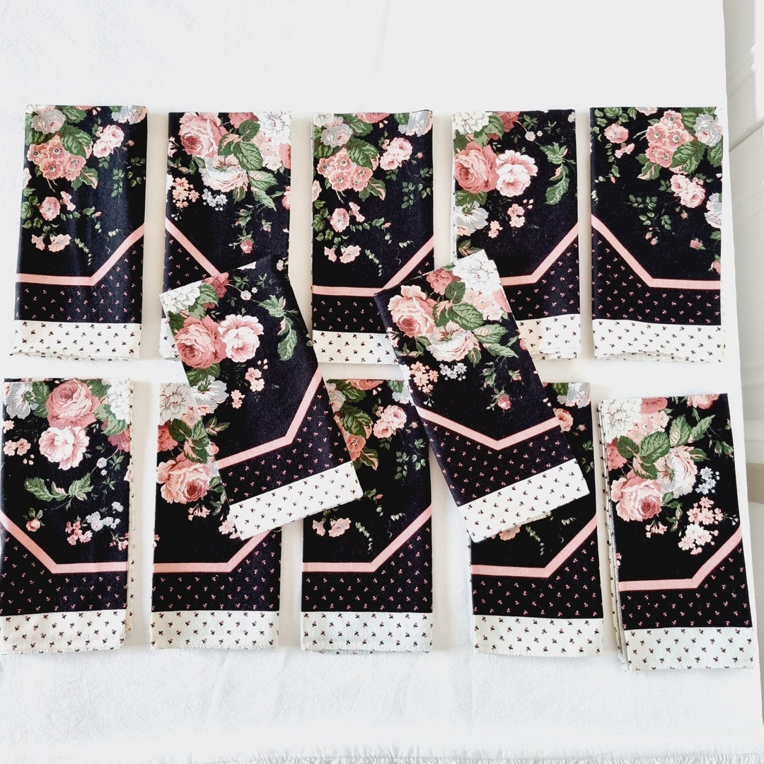 Set of 12 Victorian Style Flowers Cloth Napkins From the 1950s - Etsy