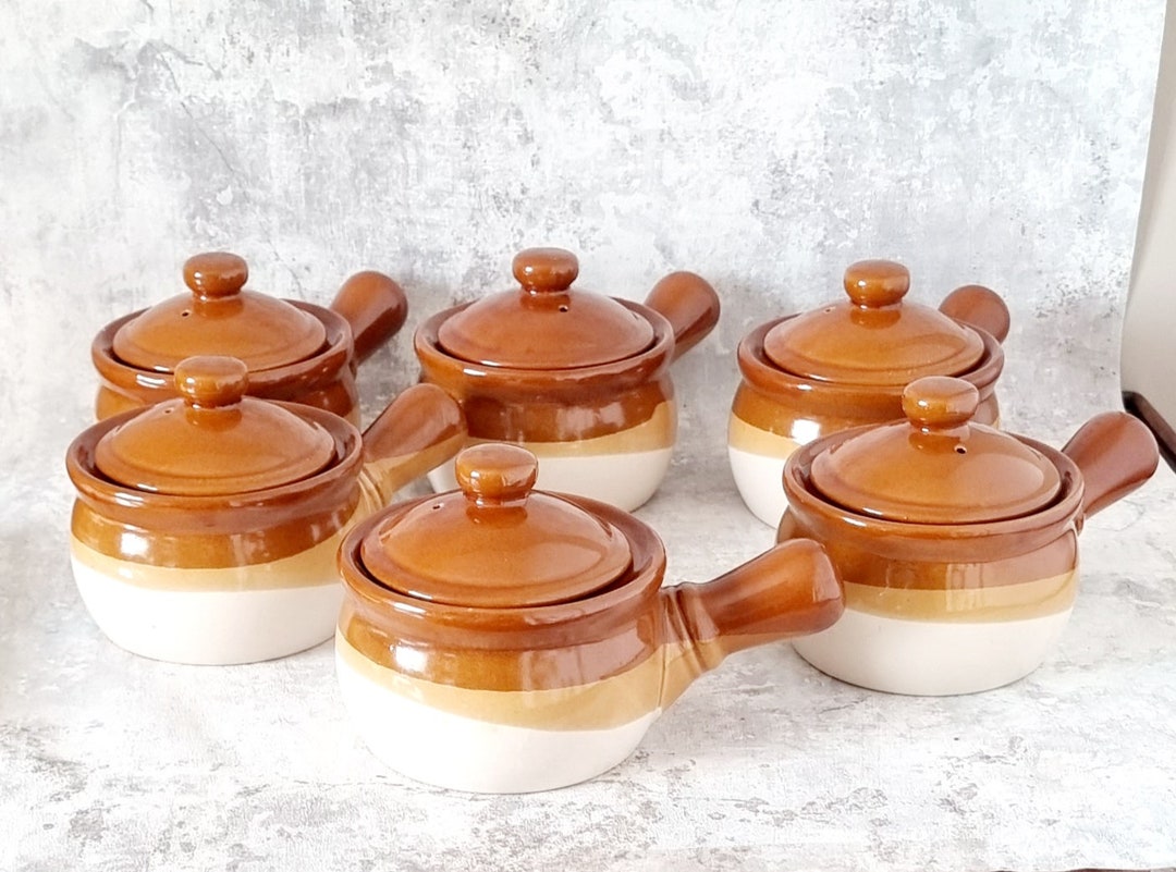 6 French Ceramic Pots With Lids for Soups or Creams - Etsy