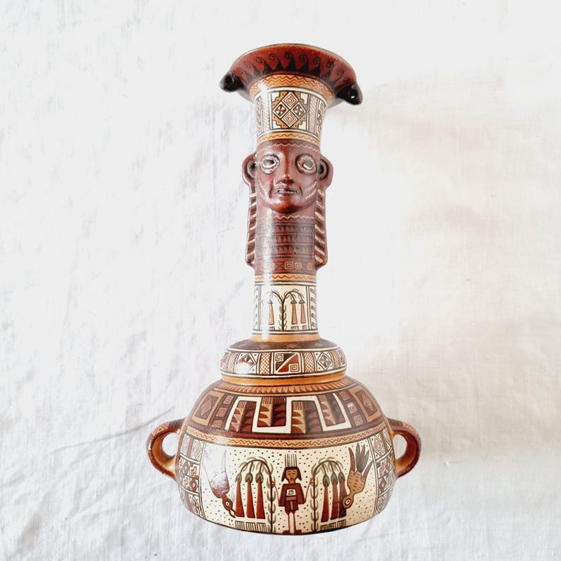 Hand Painted Peru Inca Craft Vessel by Antonio Olave (1928-2016) - Etsy