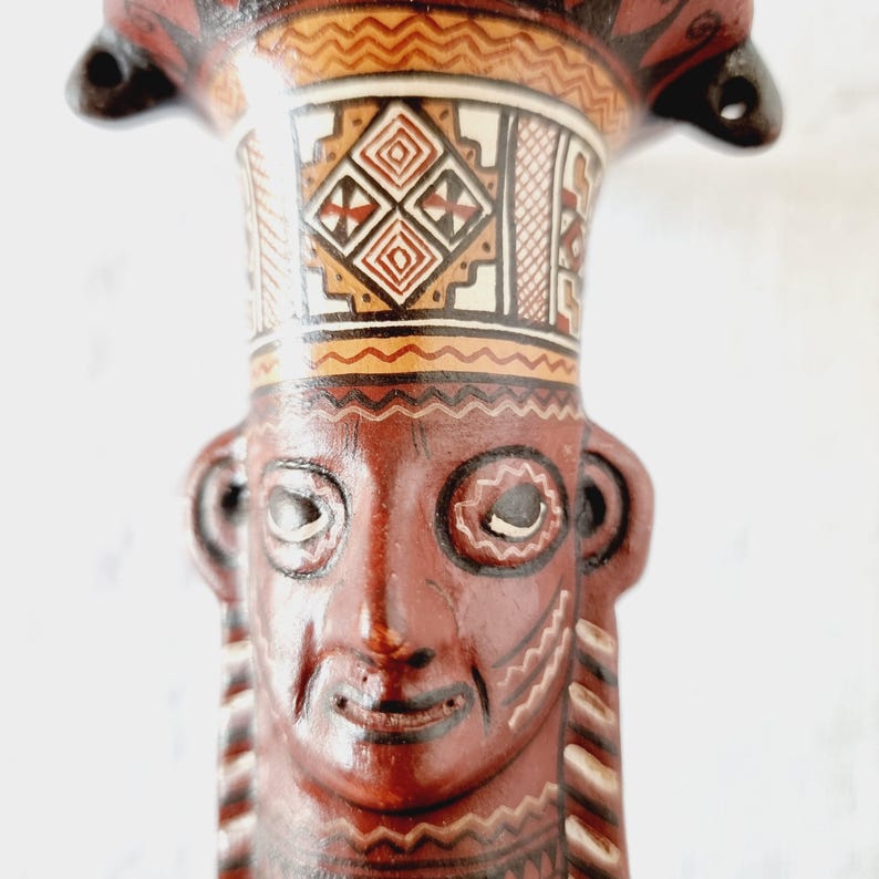 Hand Painted Peru Inca Craft Vessel by Antonio Olave (1928-2016) - Etsy