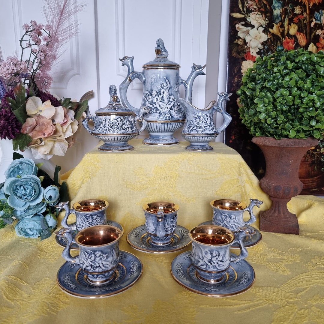 Exclusive Capodimonte Italy Coffee Set 24k Gold and Hand-painted ...