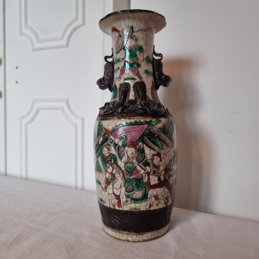 Antique Nanking Porcelain Vase From the 19th Century, Enamelled and ...