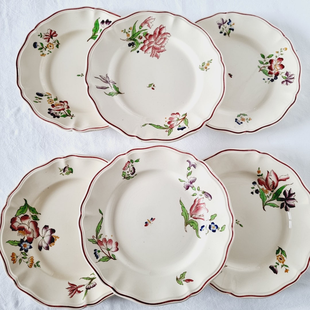 6 Terre De Fer Sarreguemines Dinner Plates Rare Model of the Strasbourg ...