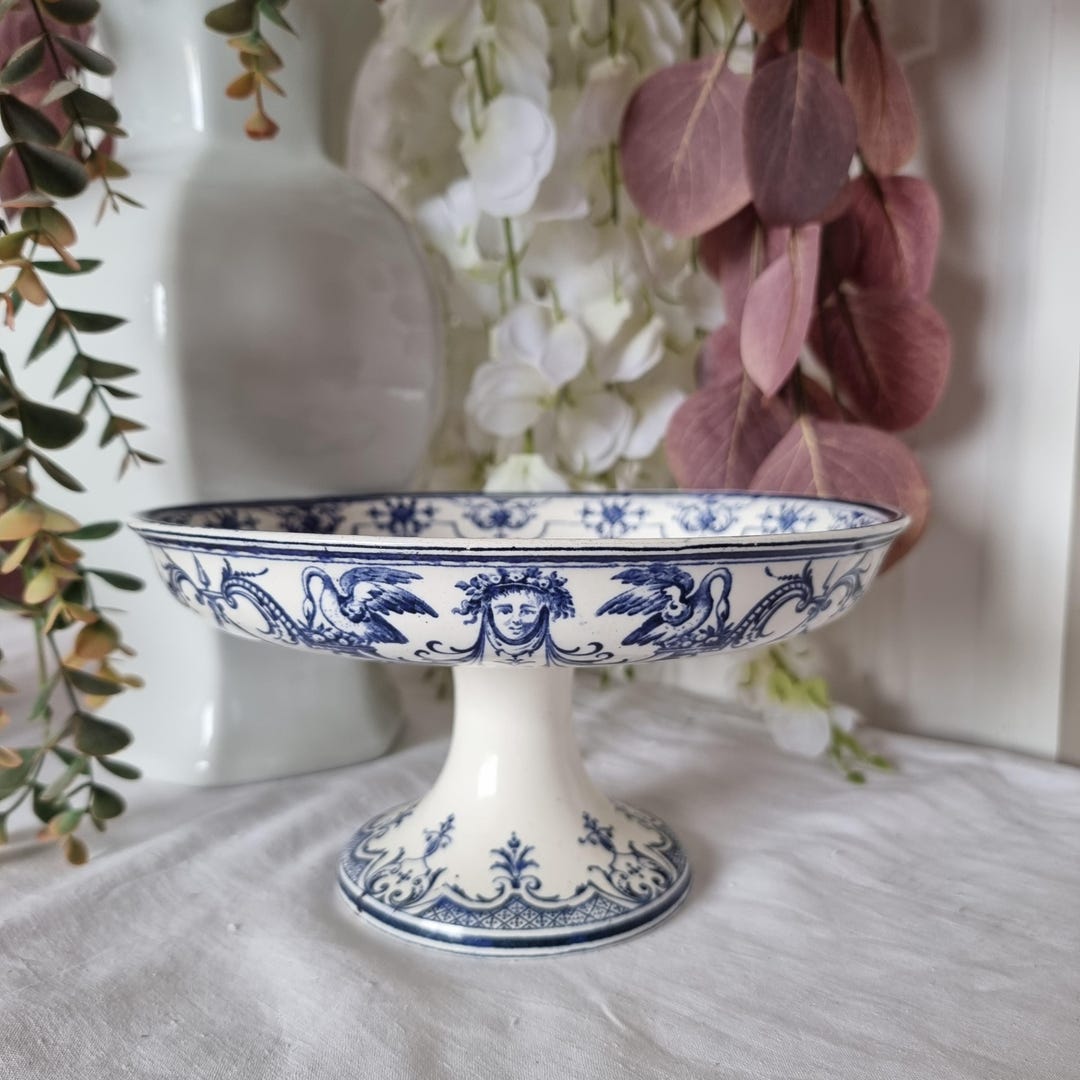 Antique Compotier Dish Moustiers Jules Vieillard Bourdeux on Base 19th ...