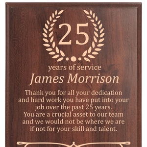 Customizable Work Anniversary Plaque - Etsy