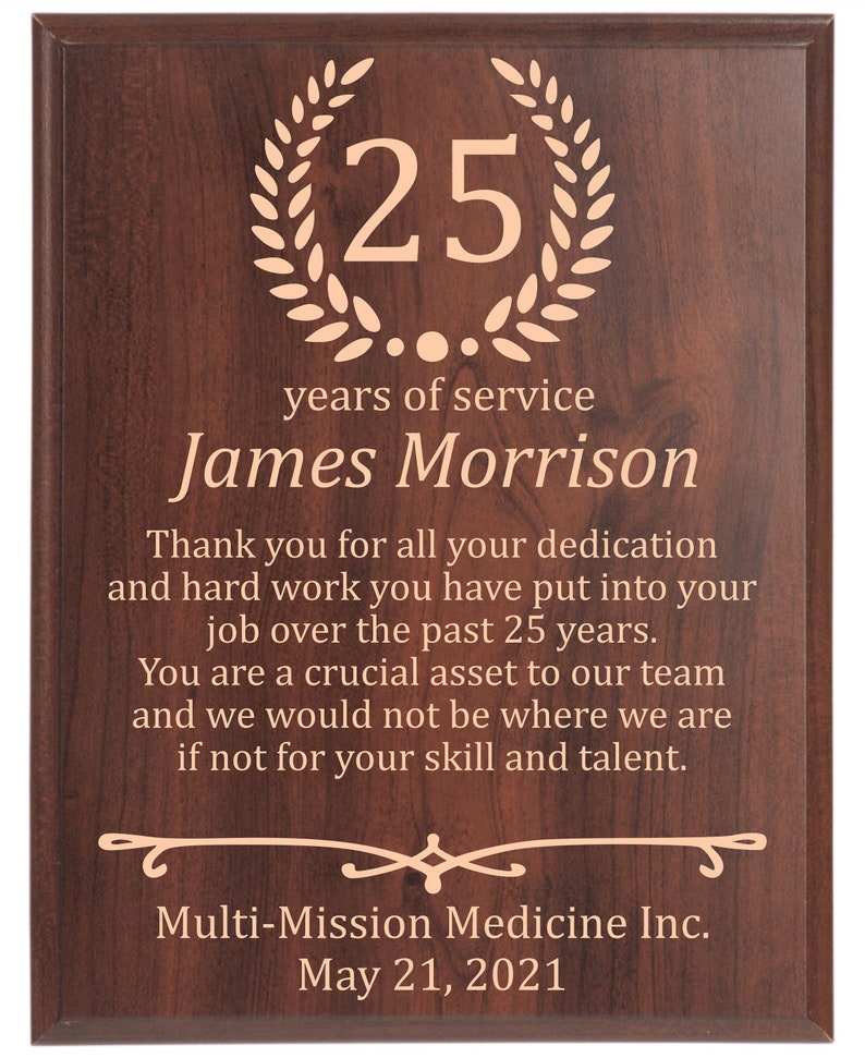 Work Anniversary Plaque - Etsy