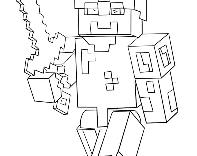 Coloring Page Minecraft Coloring Page Printable Minecraft Skin Digital ...