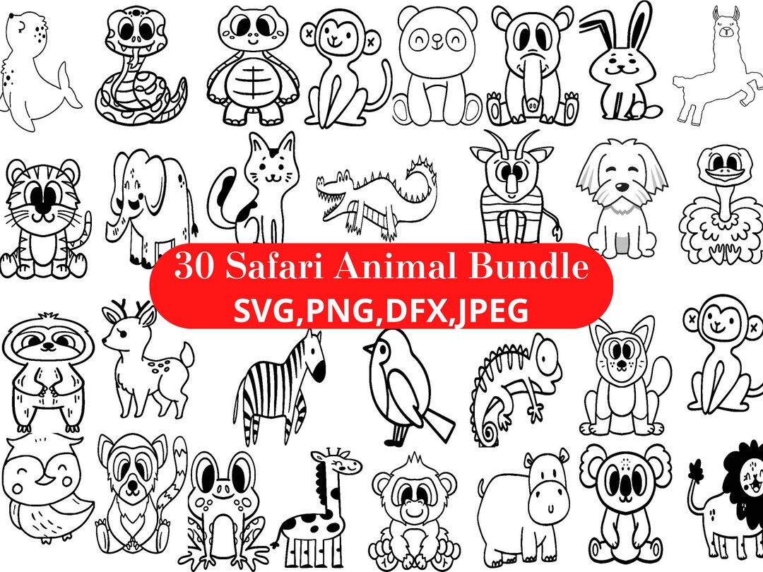 30 Safari Animals Bundle SVG Cute Jungle Animal Cut File Cricut ...
