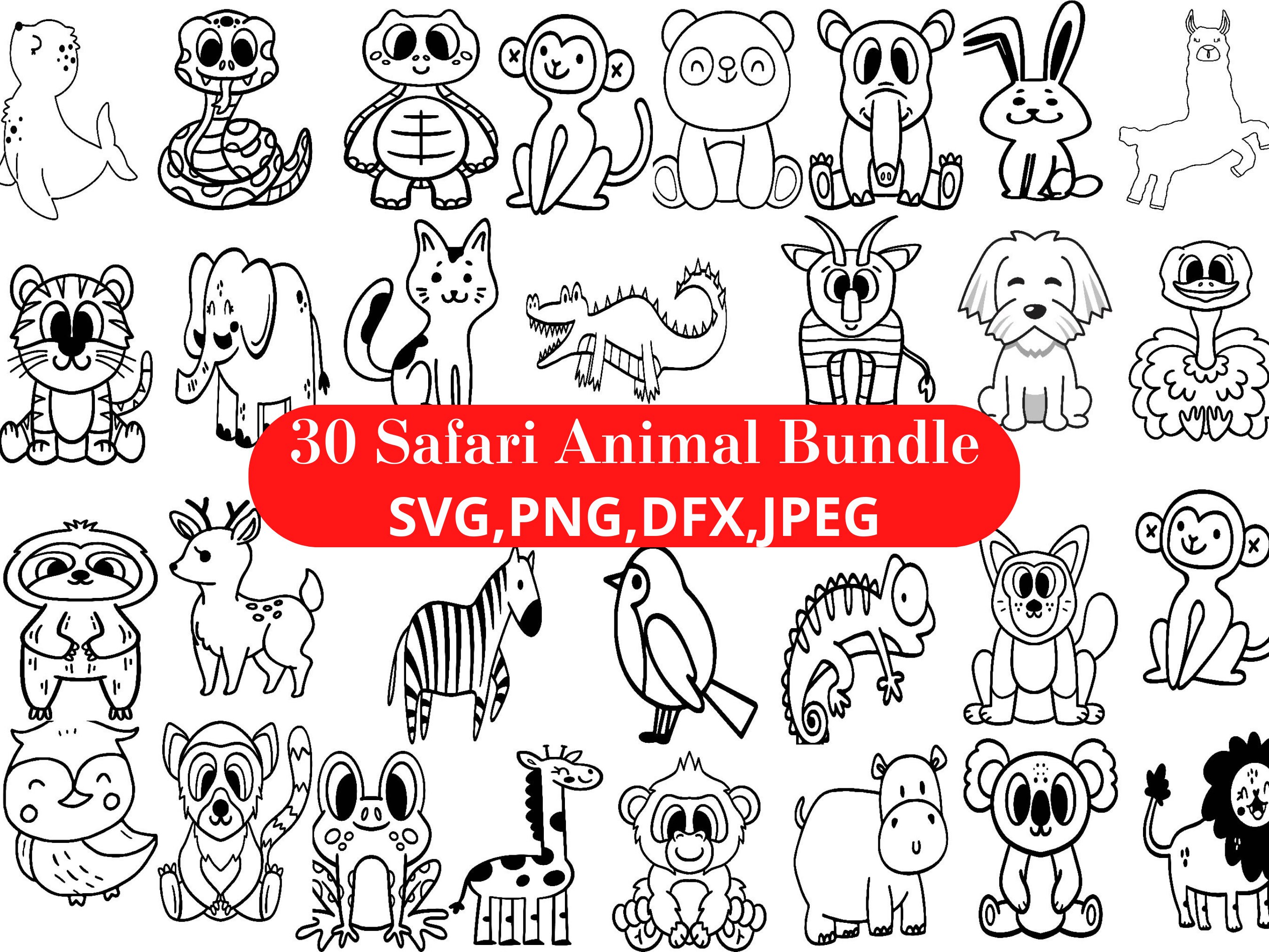 30 Safari Animals Bundle SVG Cute Jungle Animal Cut File Cricut ...