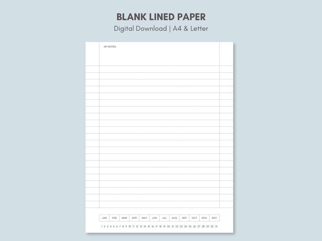 Papel rayado imprimible / Diario de líneas punteadas / A4, Carta ...