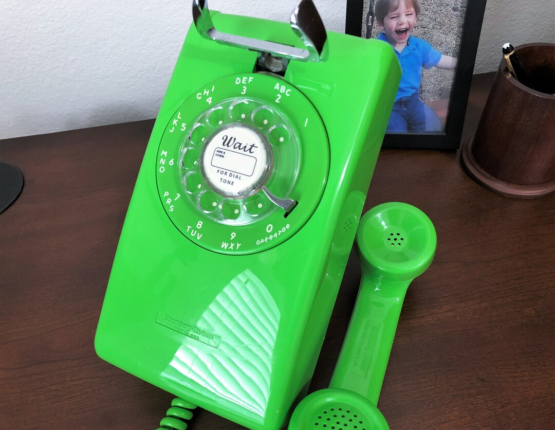 Restored Model 554 Rotary pulse Dial Lime Green Wall Phone - Etsy