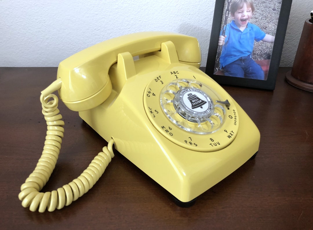 Restored Rotary-dial Desk Phone With New Old Stock (NOS) Yellow Plastic ...