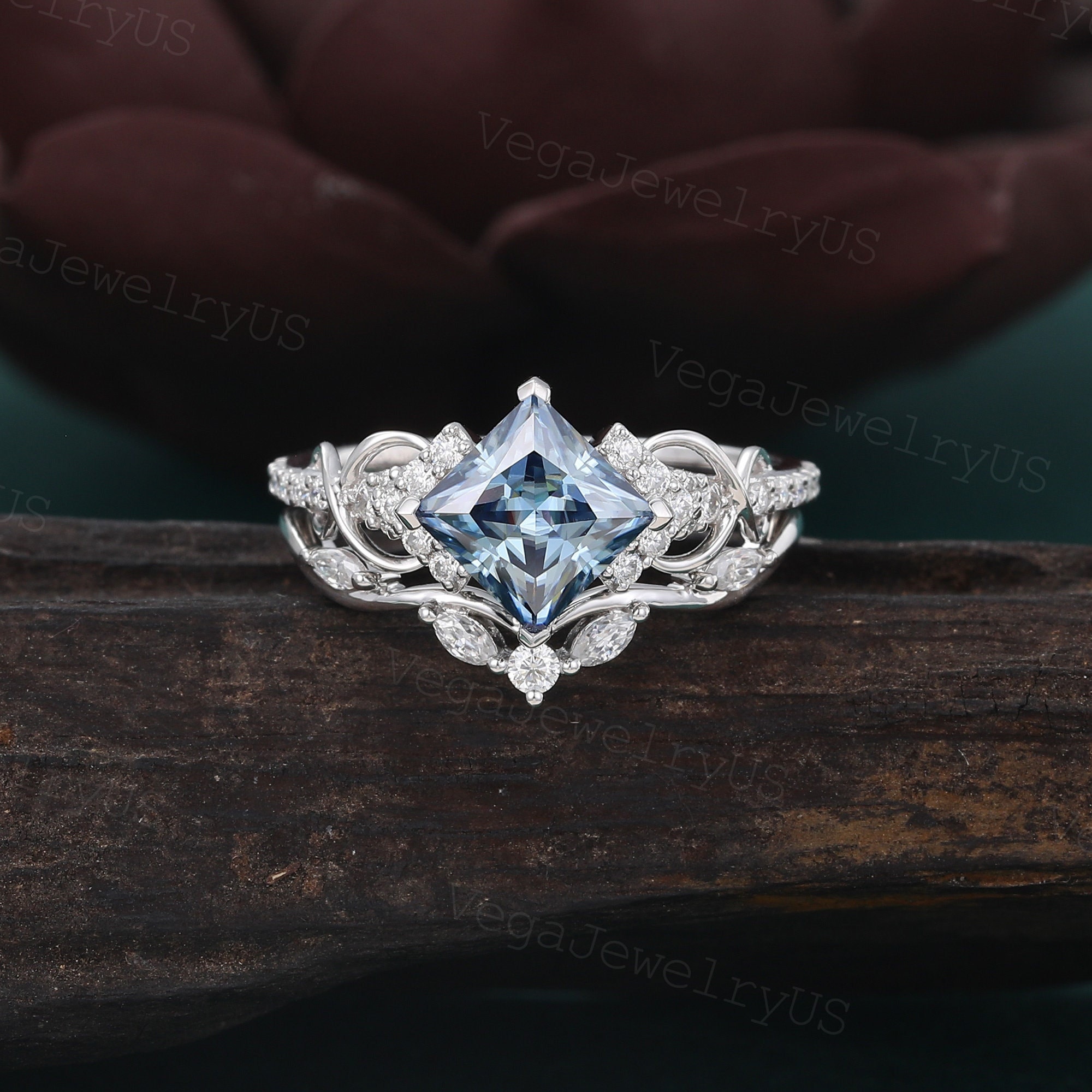 Blue Moissanite Ring - Etsy Blue Moissanite Ring - Etsy