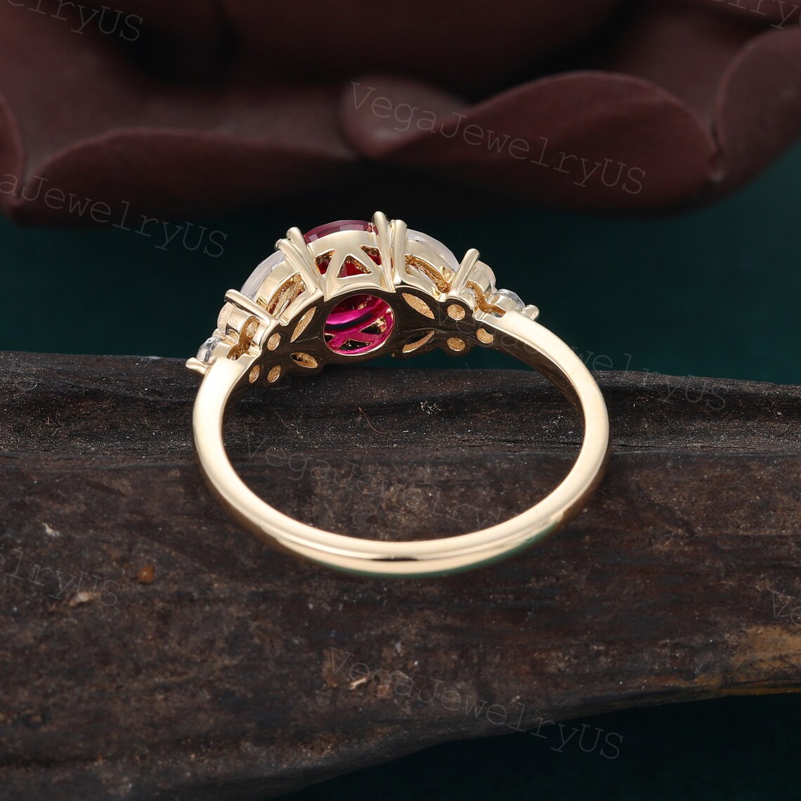 Vintage Ruby Engagement Ring Women Yellow Gold Ruby Engagement - Etsy