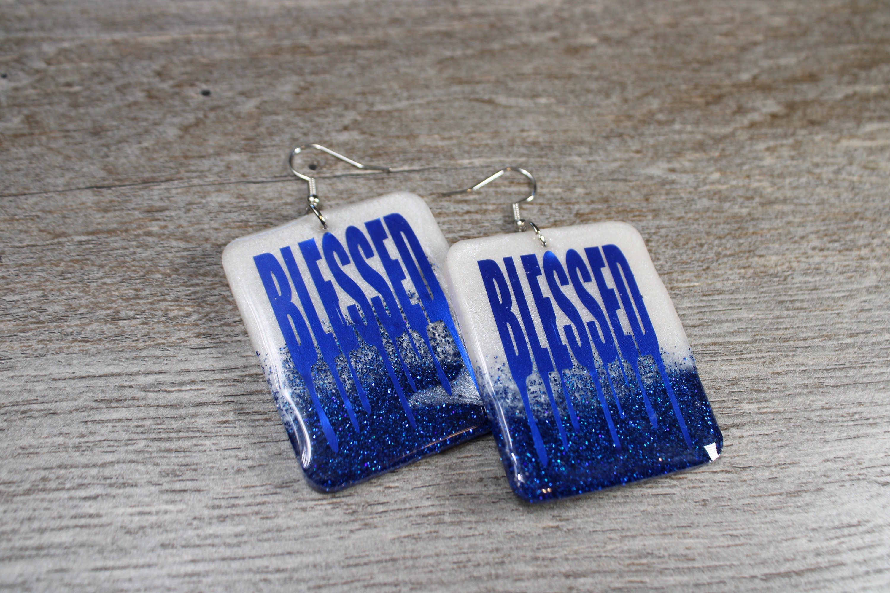 Blessed Drip: Sparkling Glitter Square Blessed Earrings - Etsy