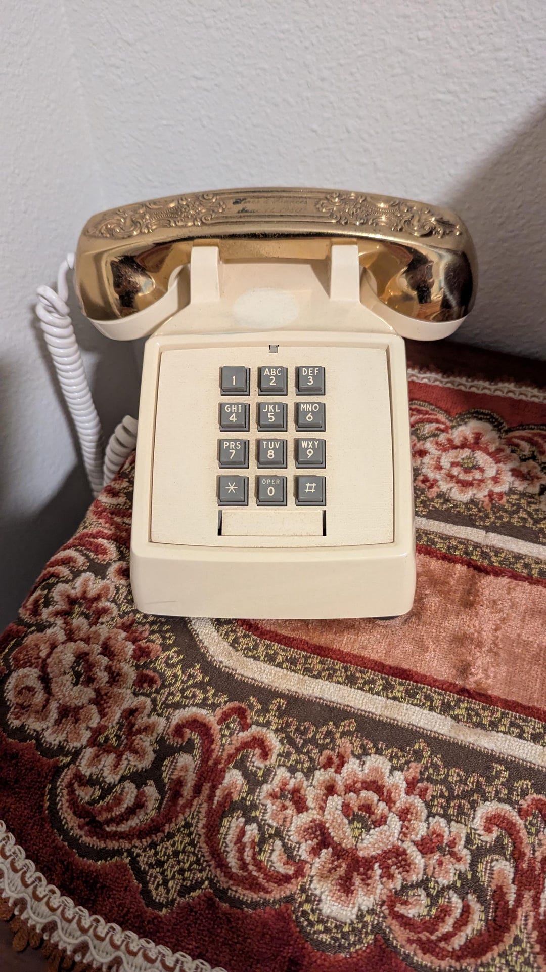 Antique Telephone Microphone Landline With Gold Plate Cover Handle - Etsy