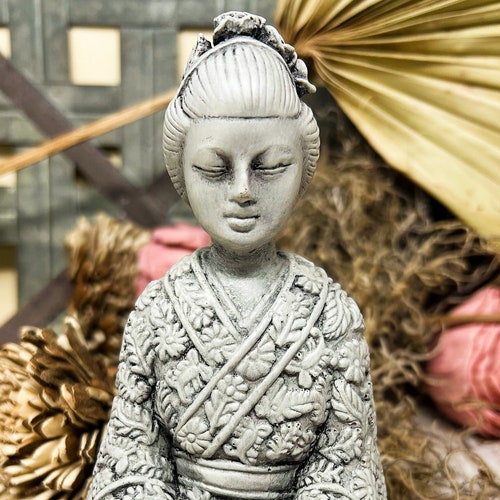 Cast Stone Concrete Geisha Statue Oriental Lady Statue - Etsy