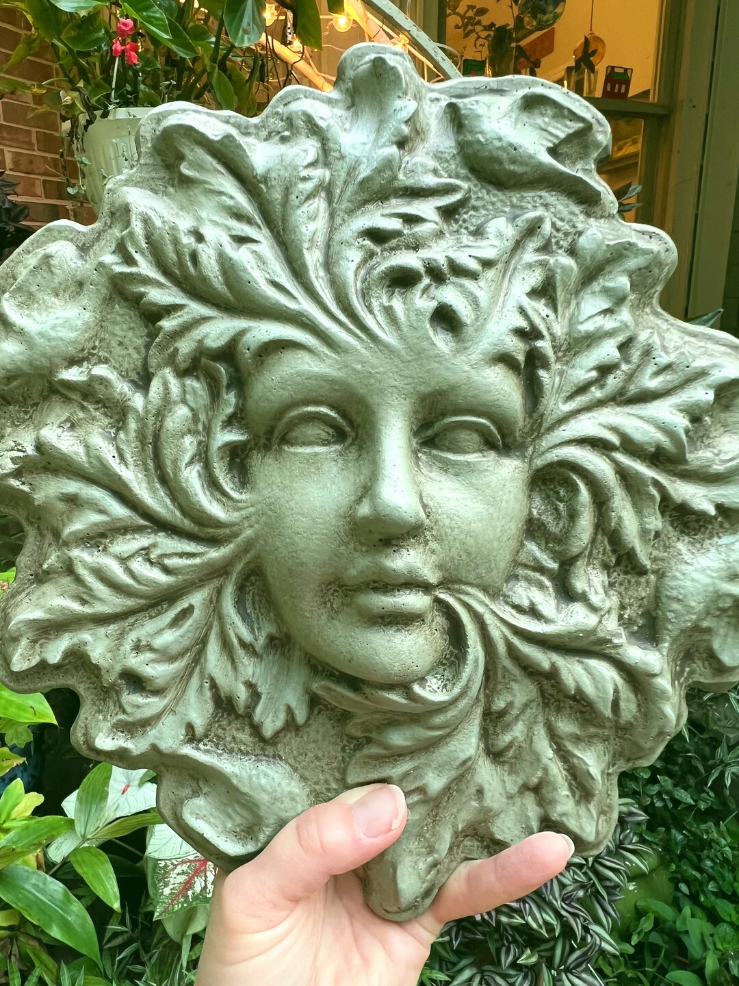 Large Green Woman Wall Plaque, Green Woman Garden Plaque, Green Woman ...