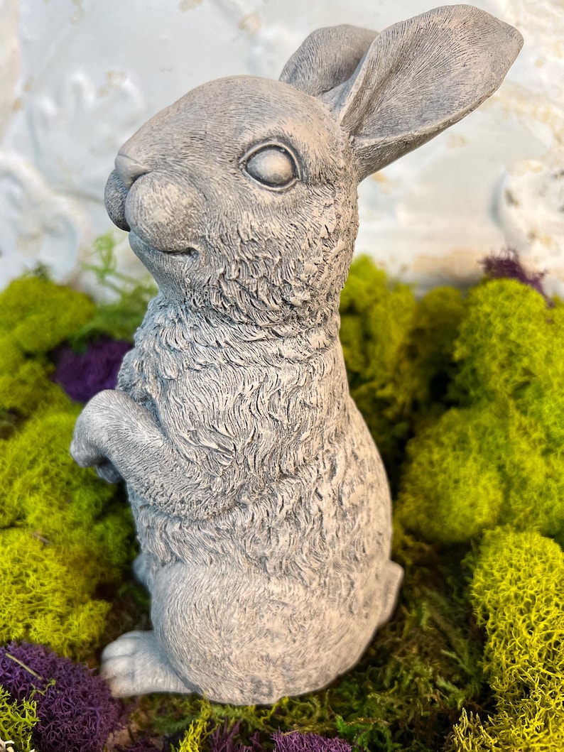 English Hare Rabbit Statue, Bunny Statue, Concrete, Cast Stone Rabbit ...